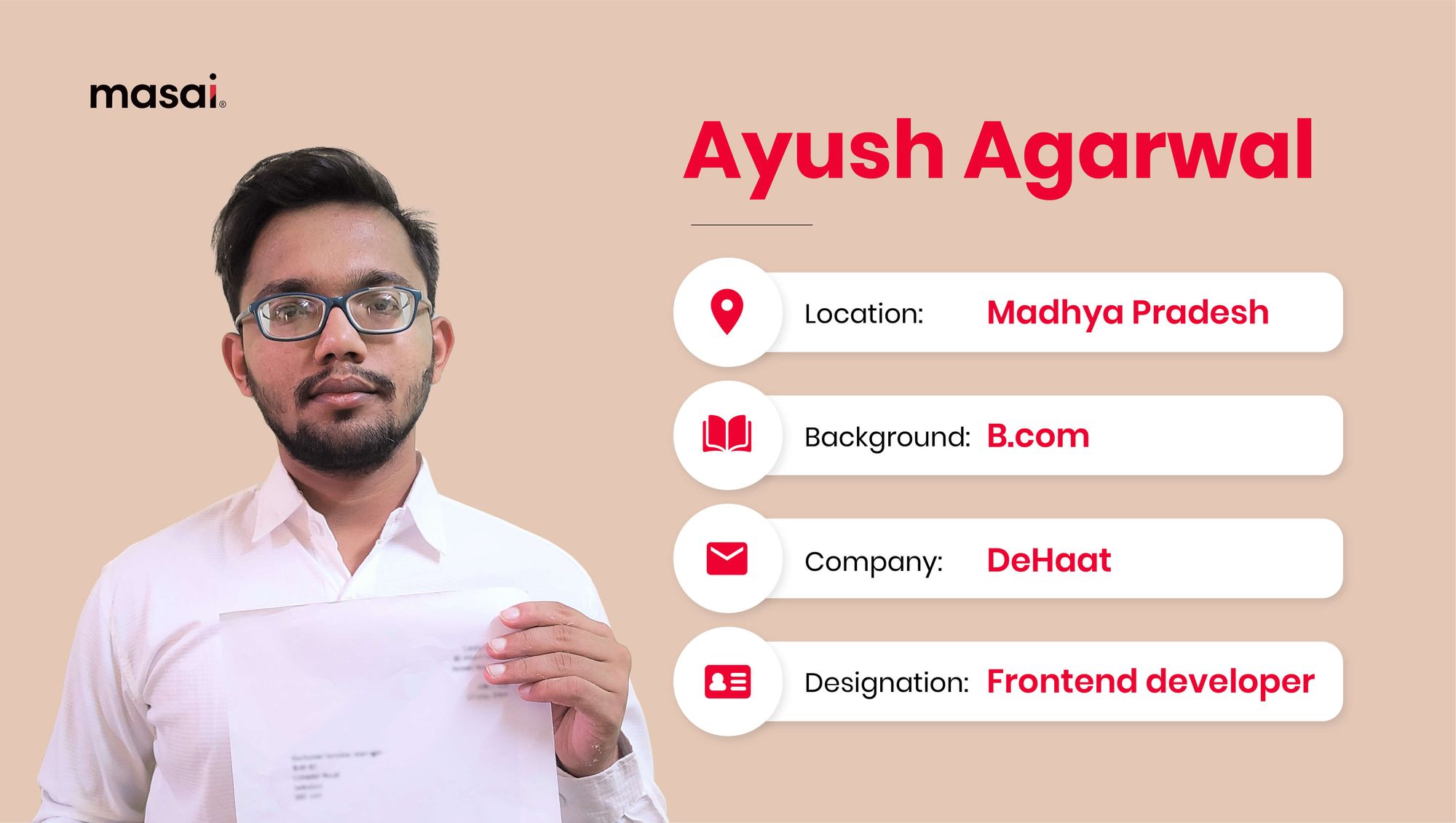 Ayush's journey of mastering coding skills to improve his life with Masai